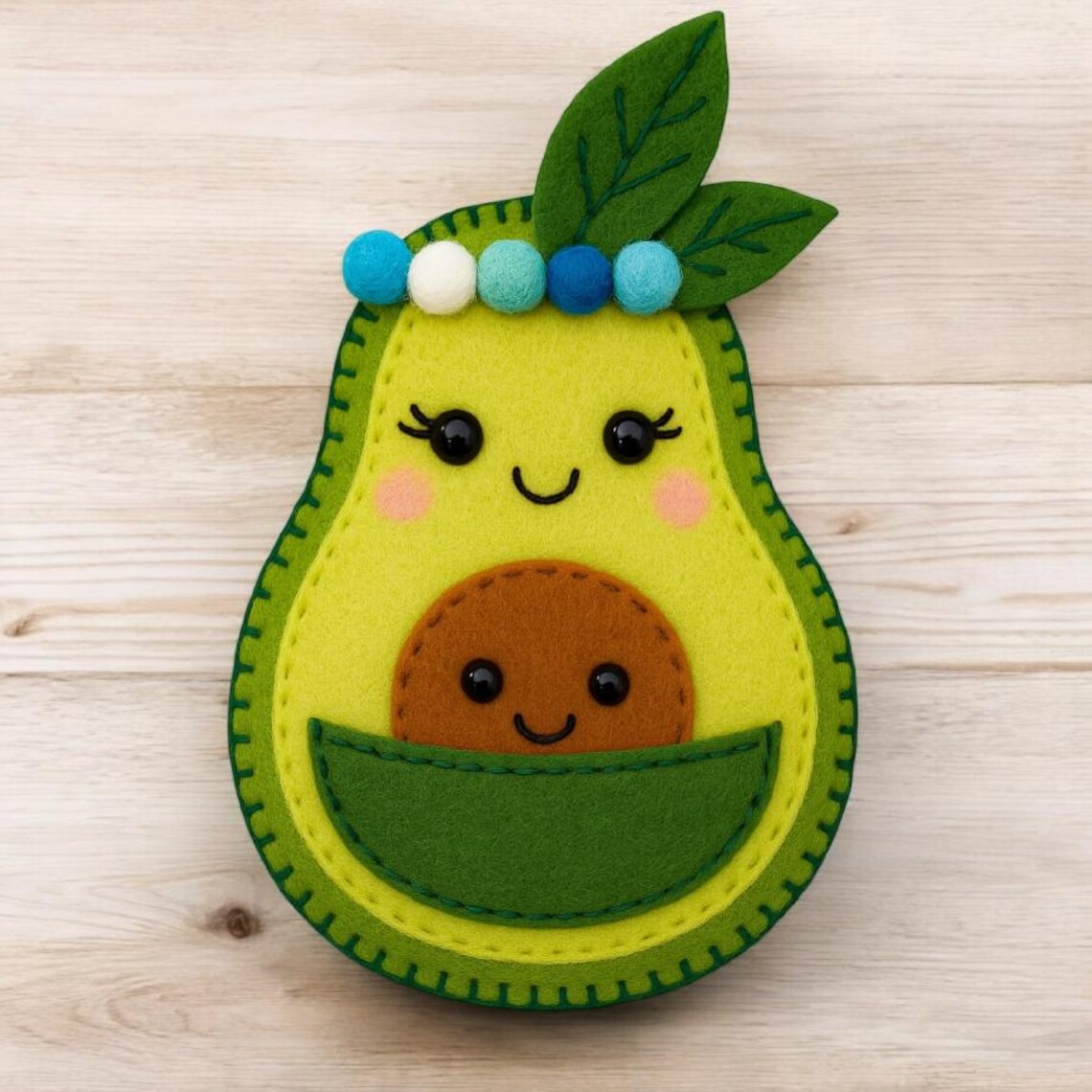 Felt Avocado Mom and Baby Sewing Pattern: DIY Kawaii Ornament (PDF SVG ...