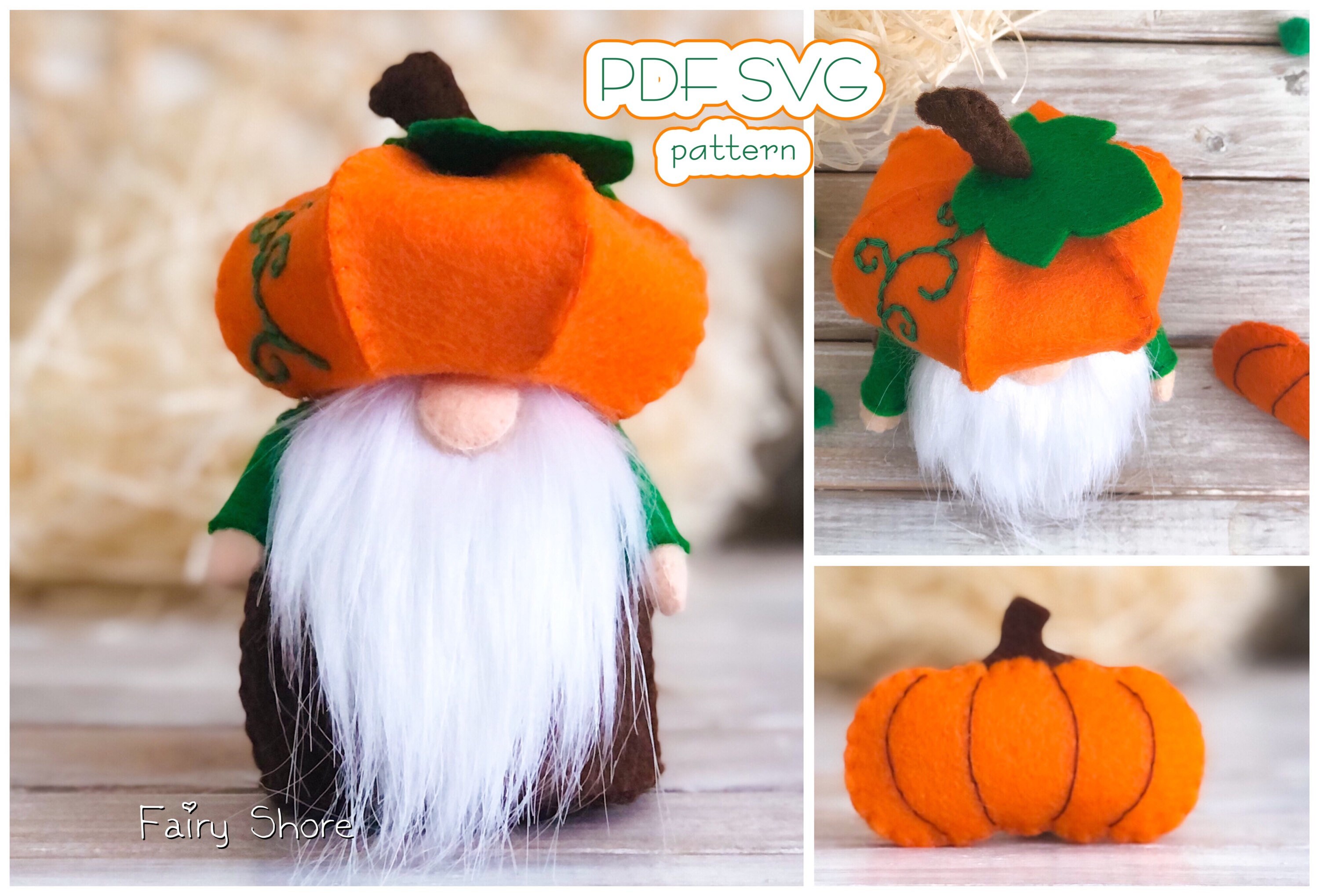 Autumn Fall Pumpkin Gnome Felt Sewing Pattern PDF SVG - Etsy