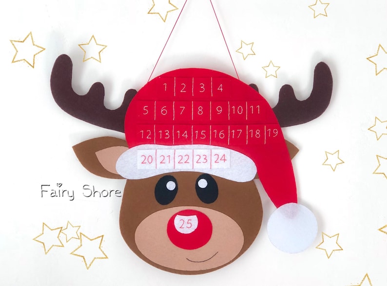 Christmas PDF Pattern Rudolph Reindeer Felt Advent Calendar With Mini ...