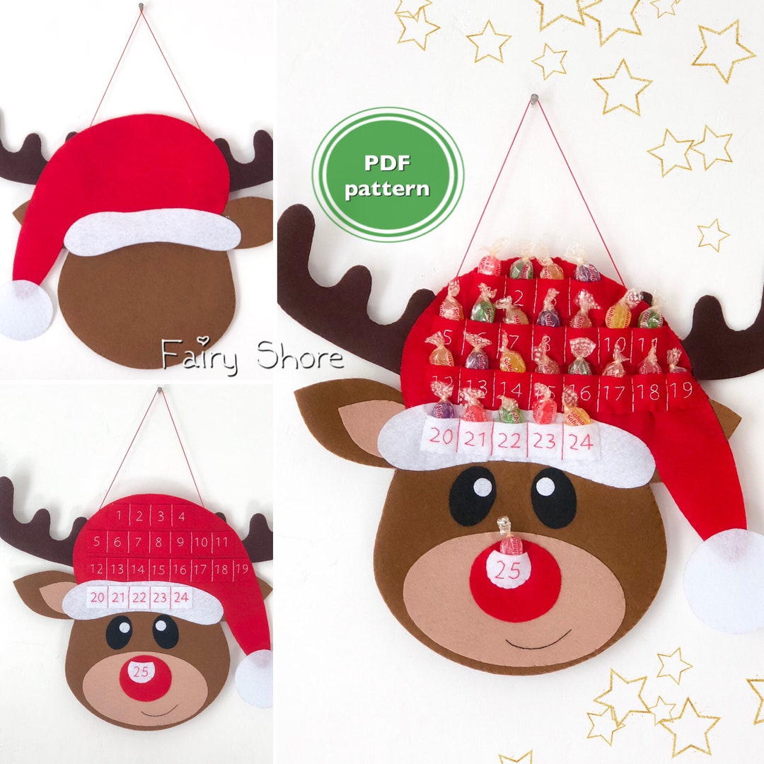 Christmas PDF Pattern Rudolph Reindeer Felt Advent Calendar With Mini ...