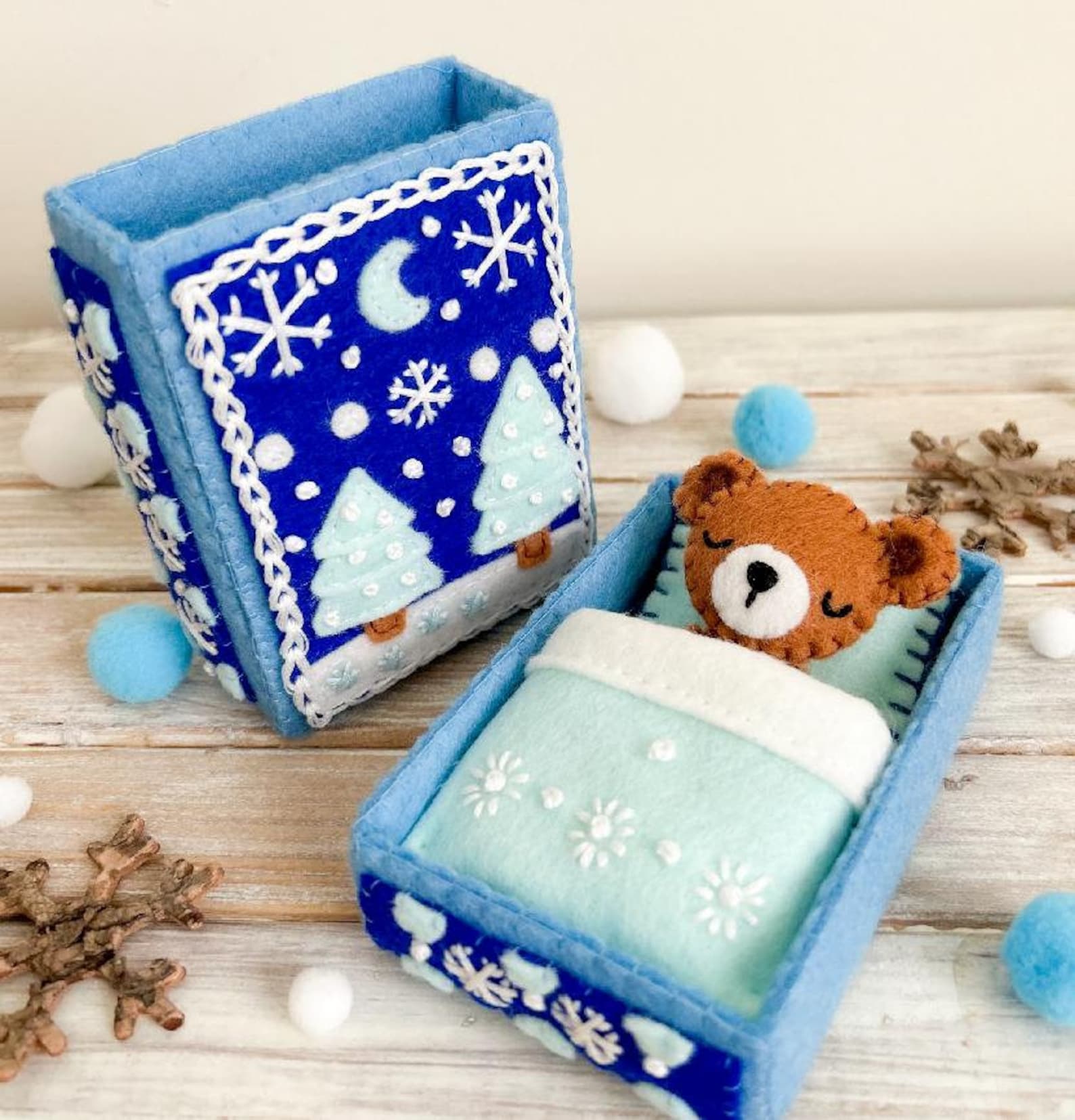 Felt Teddy Bear in Matchbox Sewing Pattern: DIY Christmas Ornament (PDF ...