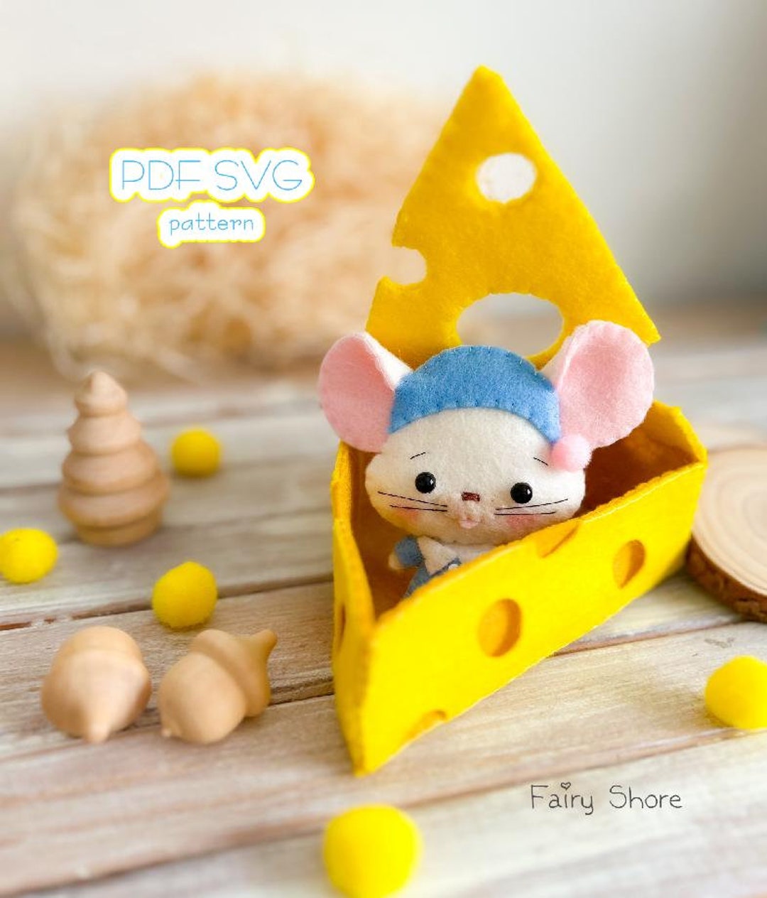 Cheese Party: Felt Pattern for Adorable Mouse and Cheese Duo Create ...
