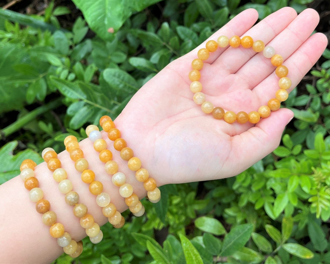 Yellow Aventurine Bead Bracelet - 8mm Crystal Bracelet - Genuine ...