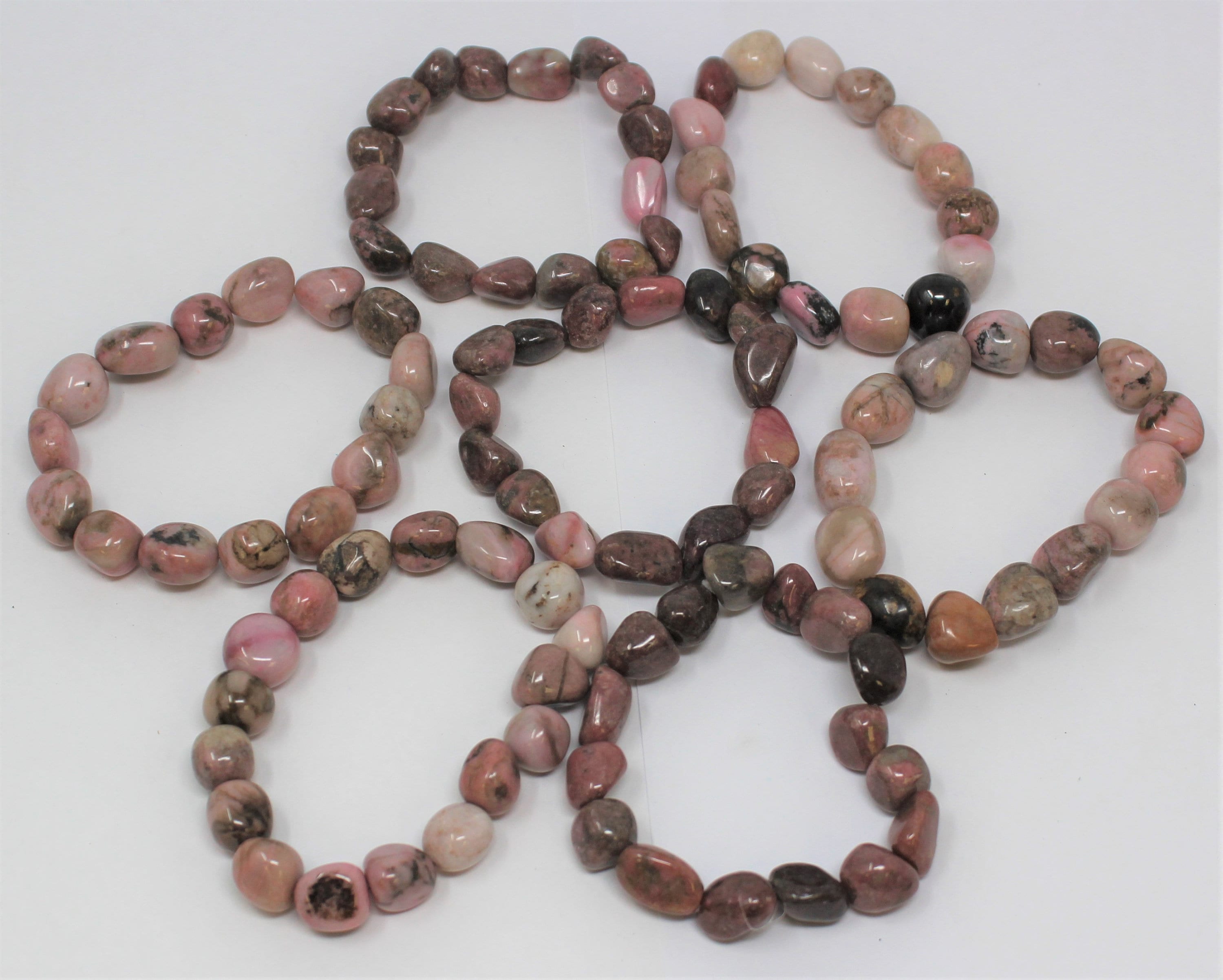 Rhodonite Tumbled Gemstone Bracelet: 6-8 mm Stones (Tumbled Rhodonite ...
