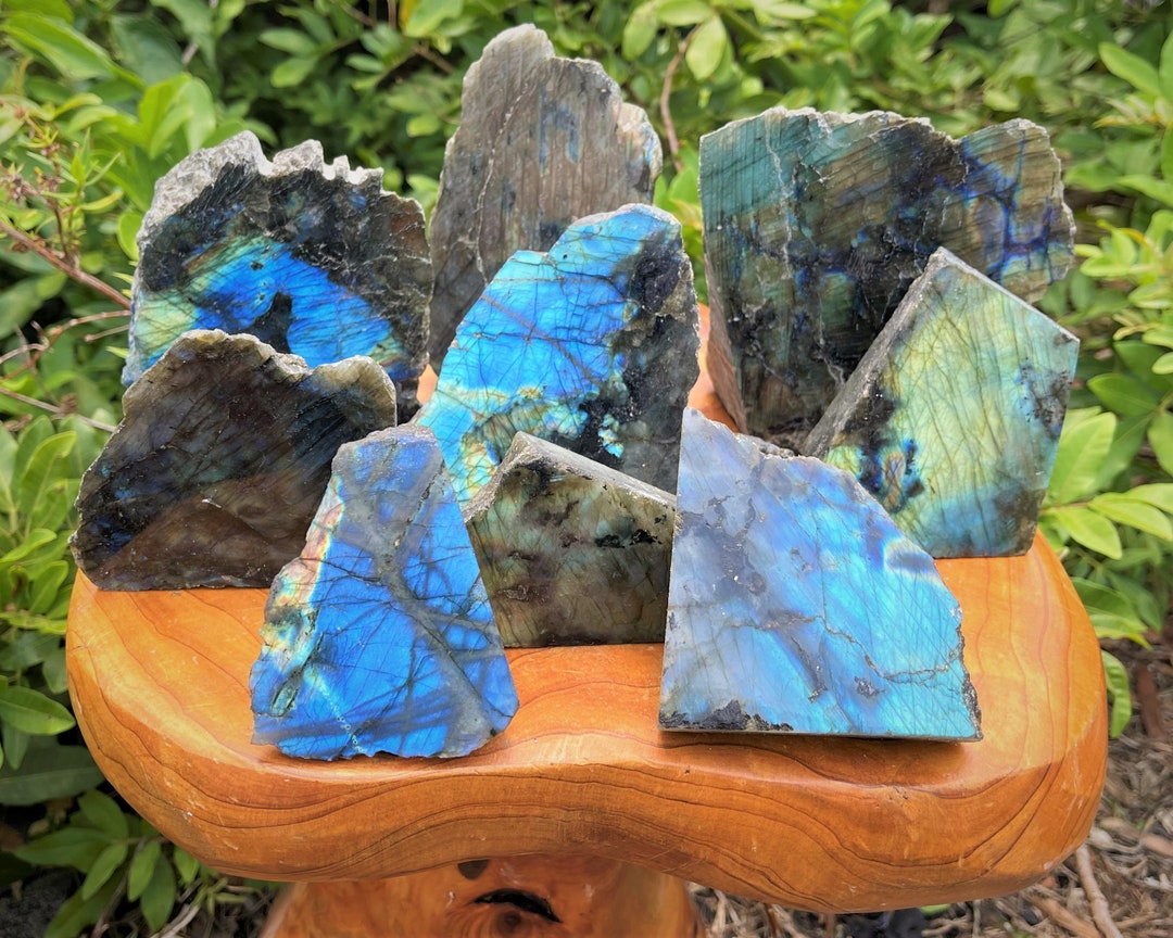 Labradorite Cut Base Slab - High Flash Free Standing Display Specimens ...