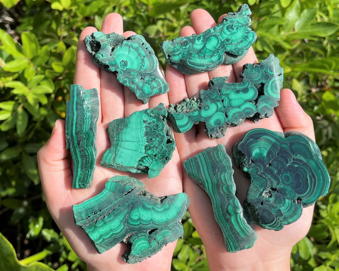 Natural Malachite Slices, Polished Malachite Slabs - Choose Size ...