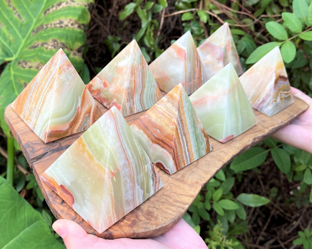 LARGE Green Onyx Crystal Pyramid, 3" Polished Green Onyx Pyramid ('A ...