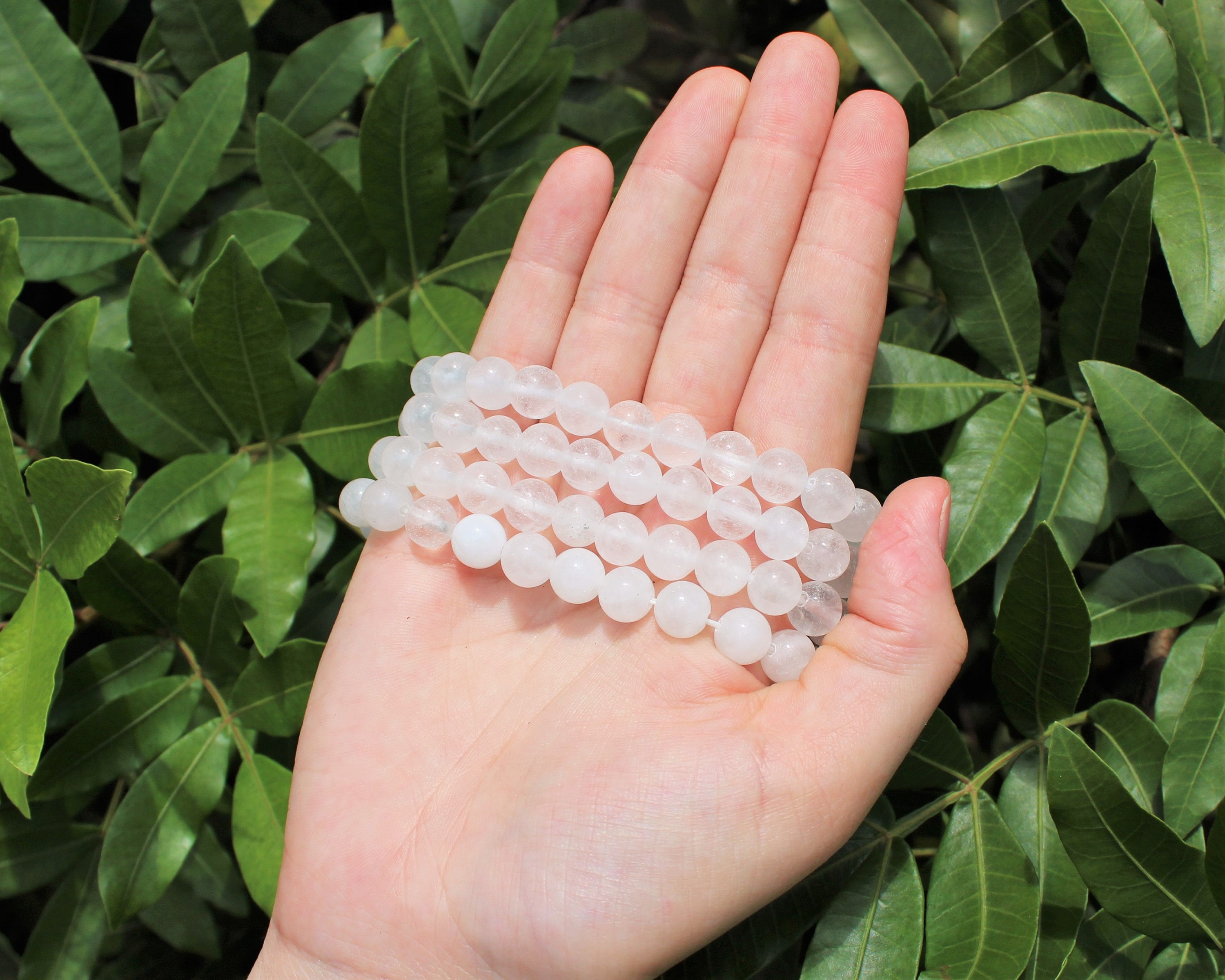 Clear Quartz Bracelet: 8 mm Round Crystals (Quartz Stretch Bracelet ...