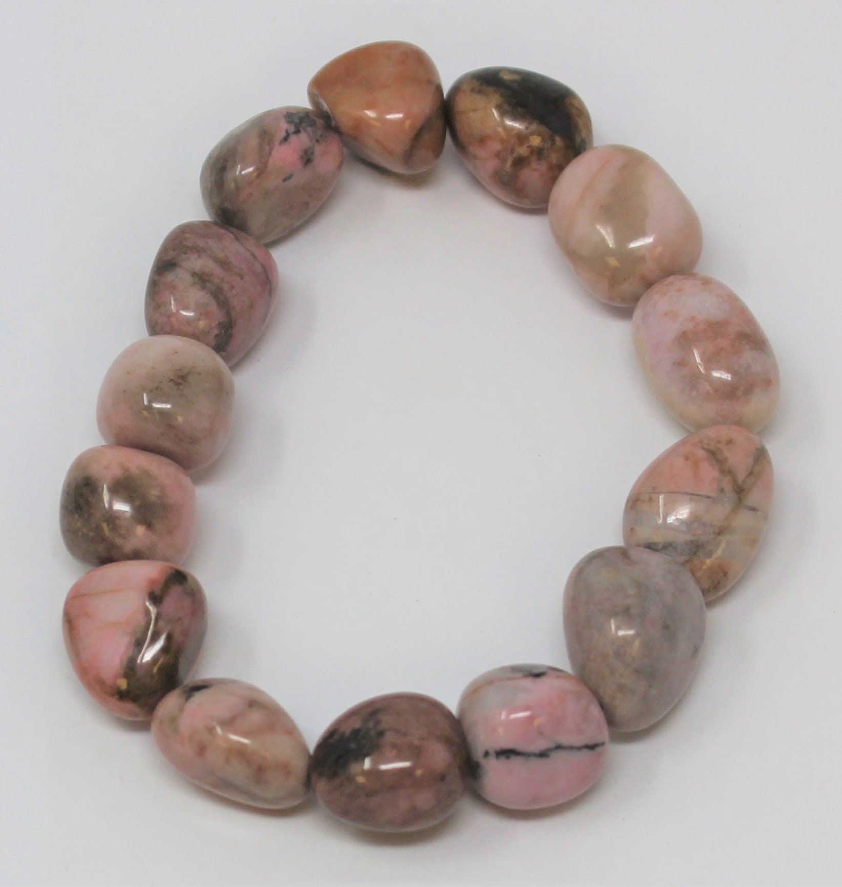 Rhodonite Tumbled Gemstone Bracelet: 6-8 mm Stones (Tumbled Rhodonite ...