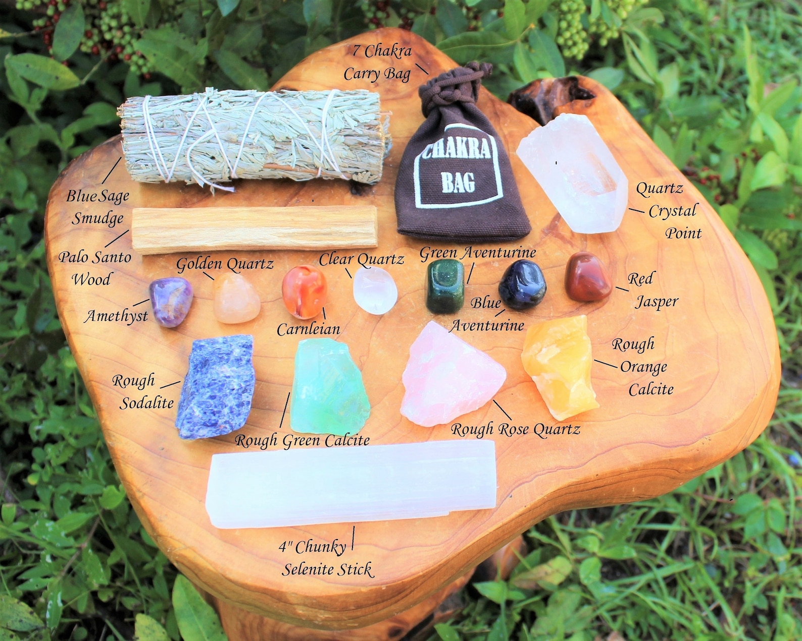 Crystal Healing and Cleansing Kit, 15 Pcs Box Set: 7 Chakra Tumbled ...