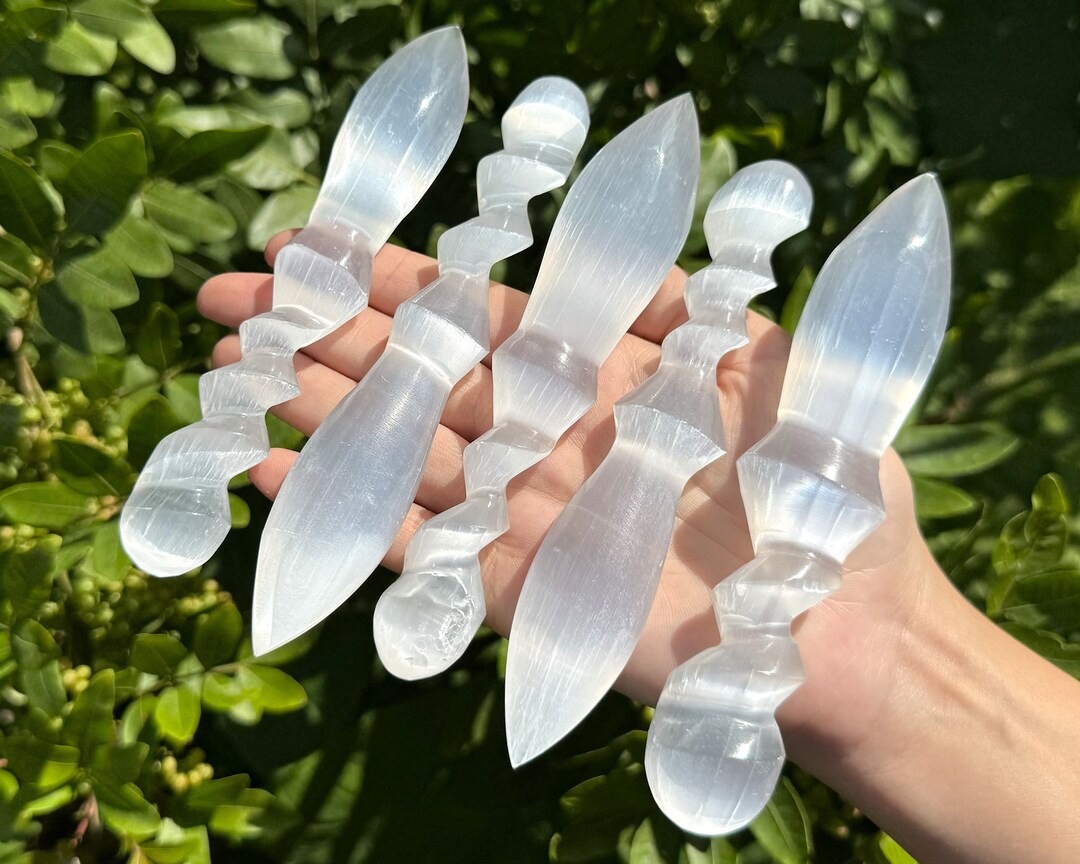 Selenite Crystal Dagger, 5.75" Carved Selenite Dagger - Choose How Many (selenite Crystal ...