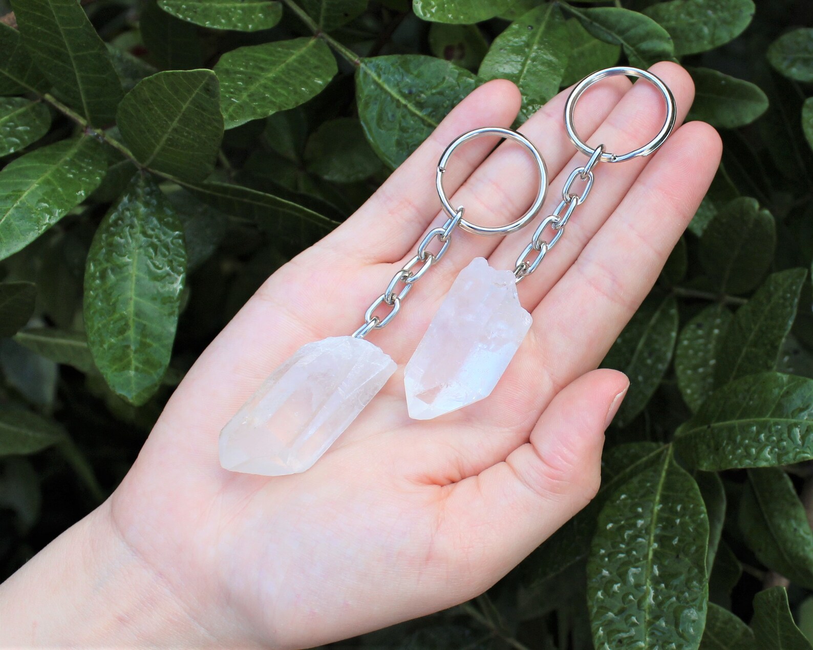 Clear Quartz Crystal Point Keychain natural Raw Quartz Key - Etsy