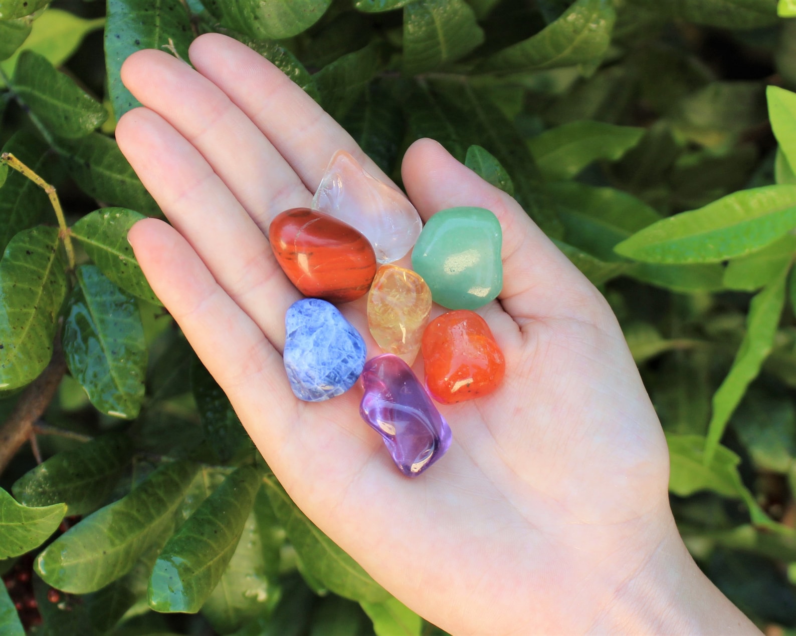 7 Chakra Stone Wooden Gift Box: 7 Natural Tumble Stones PLUS - Etsy