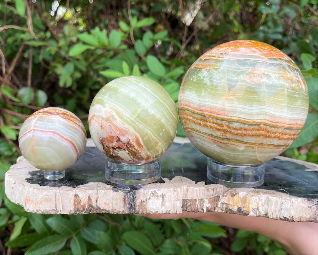 Green Onyx Crystal Sphere - 2" Medium, 3" Large, 4" Huge or 6" JUMBO ...