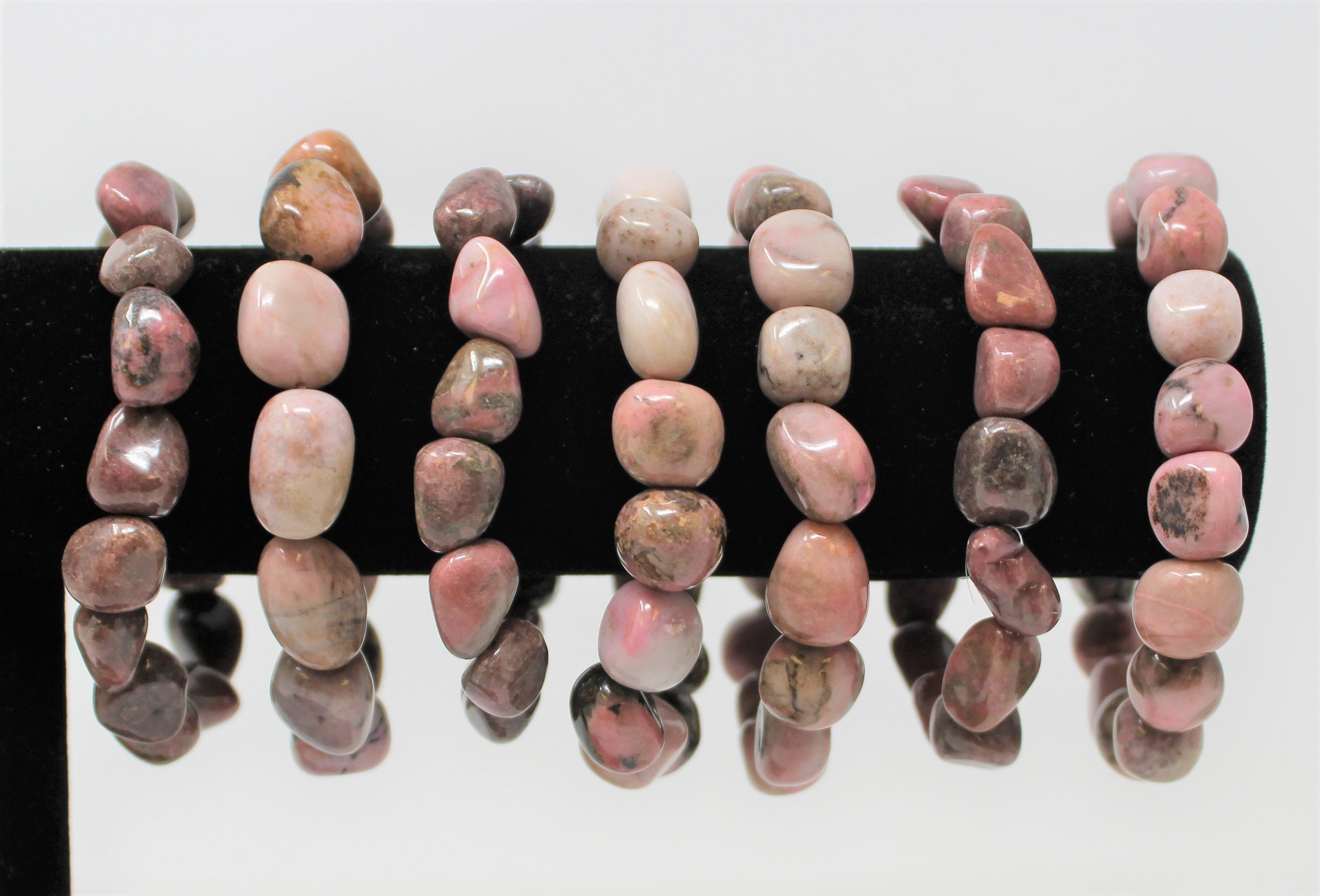 Rhodonite Tumbled Gemstone Bracelet: 6-8 mm Stones (Tumbled Rhodonite ...