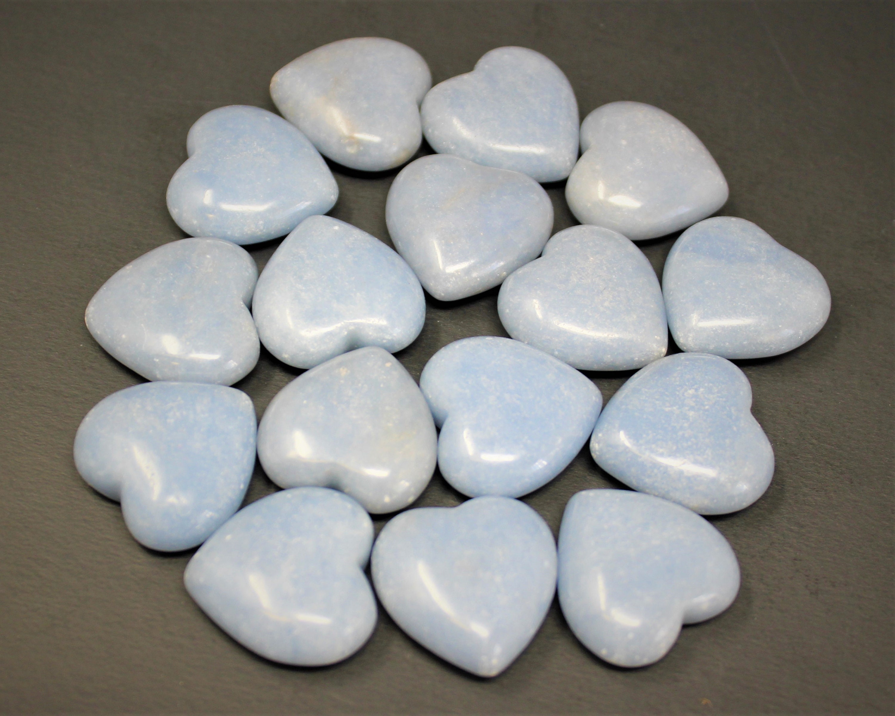 Angelite Heart Stone: 1 (Crystal Heart, Gemstone Heart, Palm Heart ...