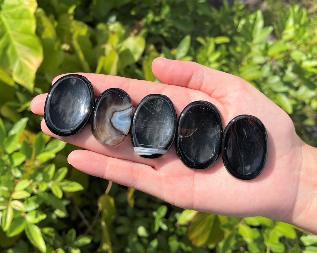 Black Onyx Worry Stone - Choose How Many (smooth Polished Pocket Stone ...