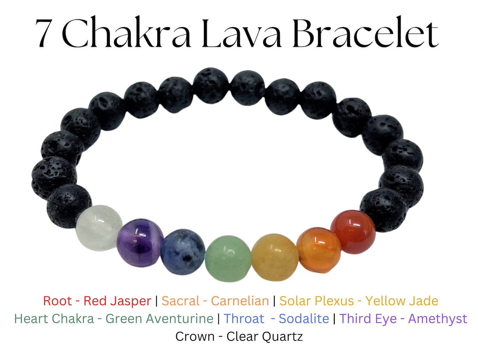 7 Chakra Lava Stone Bracelet: 8 Mm Round Lava Rock & 7 Chakra - Etsy
