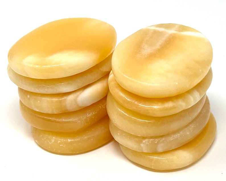 Orange Calcite Palm Stones - Medium Size, Oval Shape (smooth Polished ...
