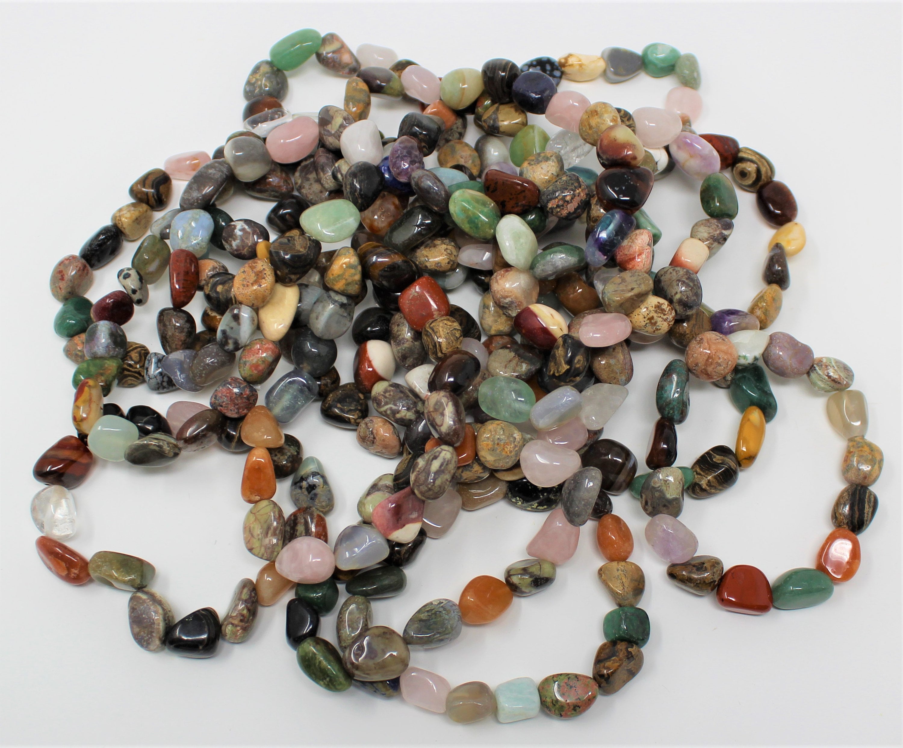Assorted Mixed Tumbled Gemstone Bracelet: 6-8 mm Stones (Stretch ...