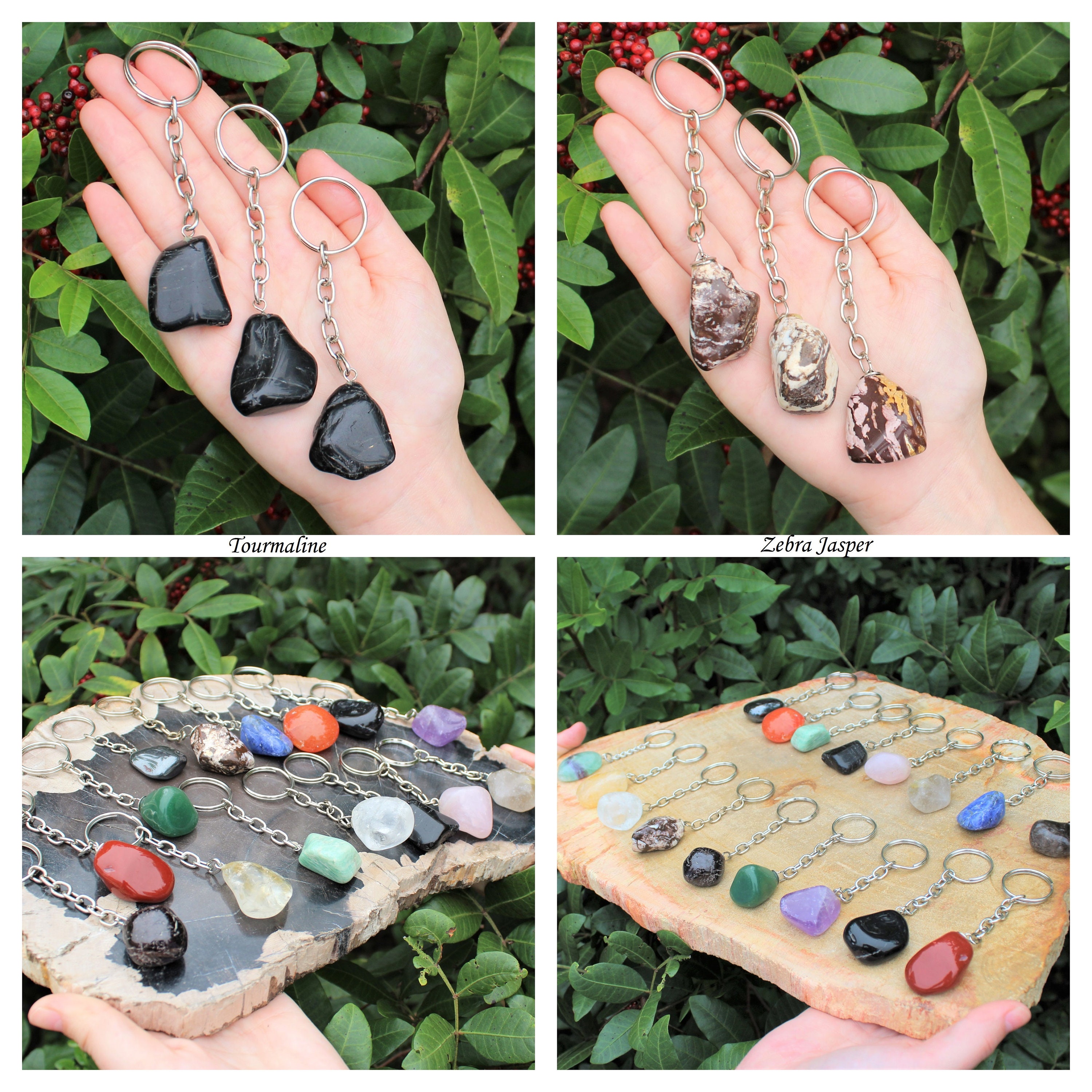 Tumbled Stone Crystal Keychain: You Choose Gemstone! ('A' Grade, Tumble ...