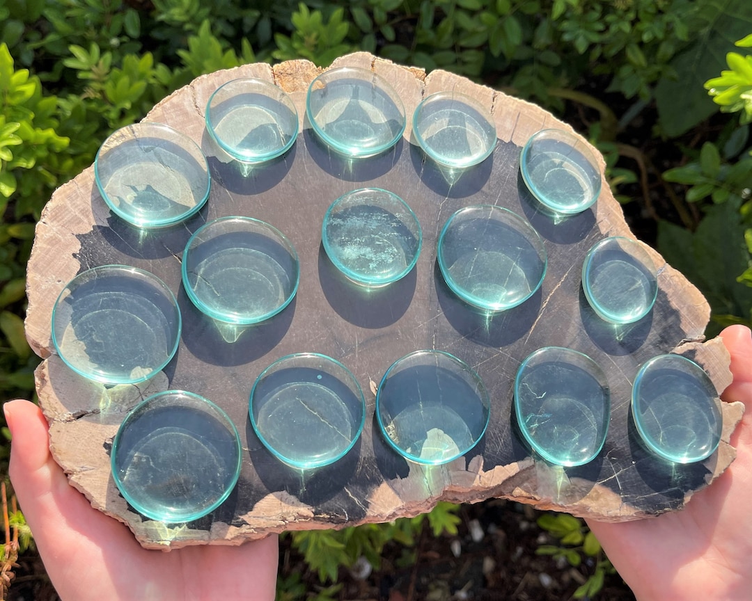 Blue Aqua Obsidian Palm Stone: Medium Size, Stone Shape Oval (smooth ...
