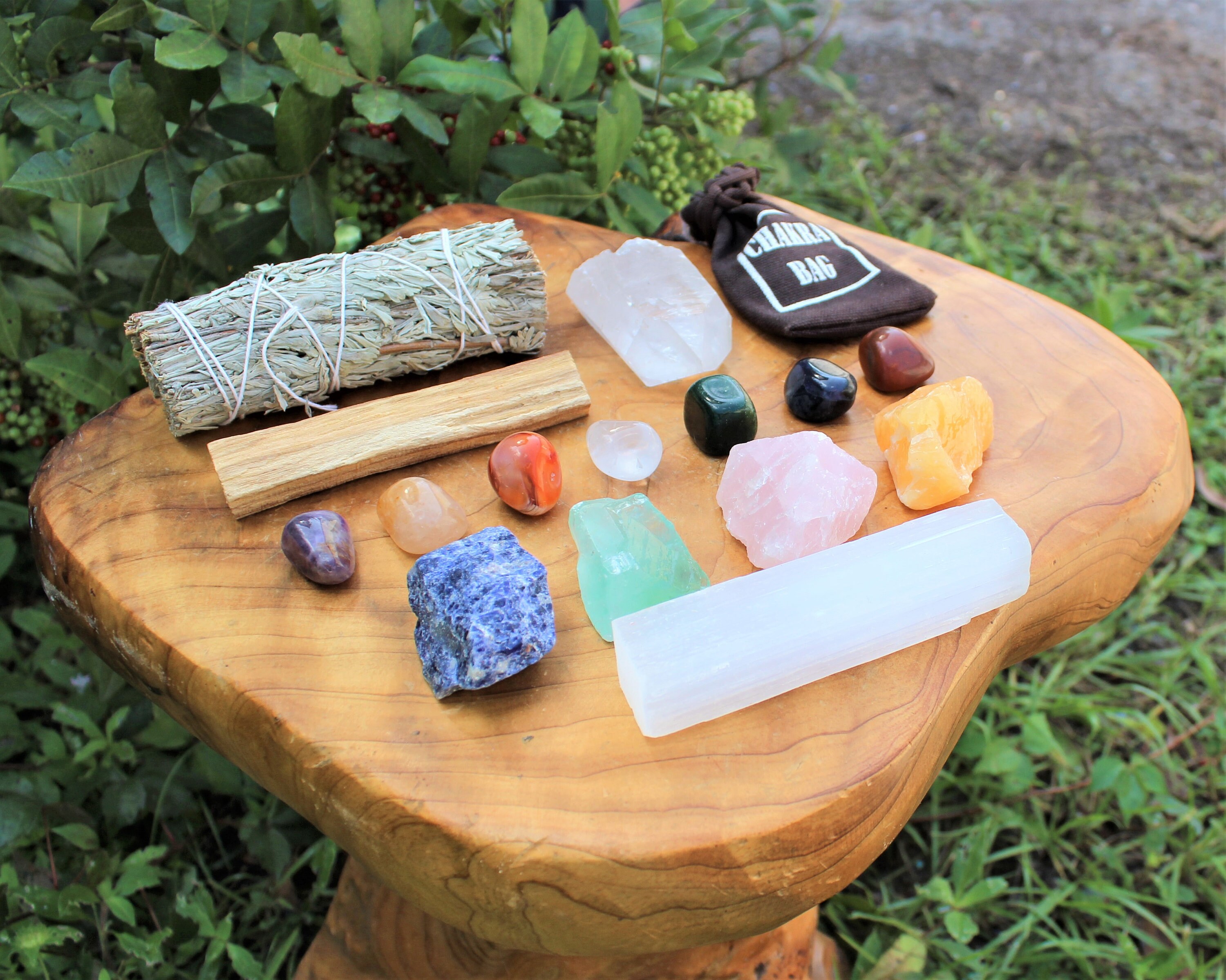 Crystal Healing and Cleansing Kit, 15 pcs Box Set: 7 Chakra Tumbled ...