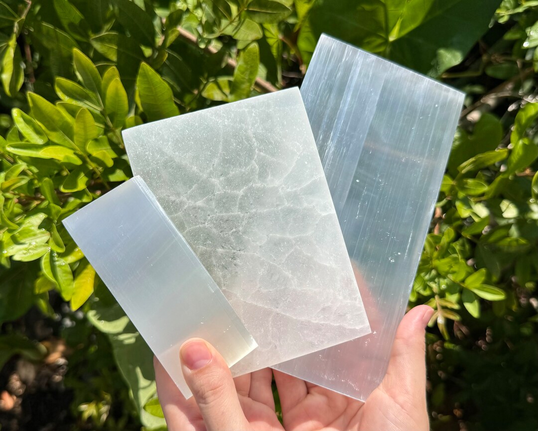 Polished Rectangular Selenite Charging Plate Station: Choose 4", 6" or ...