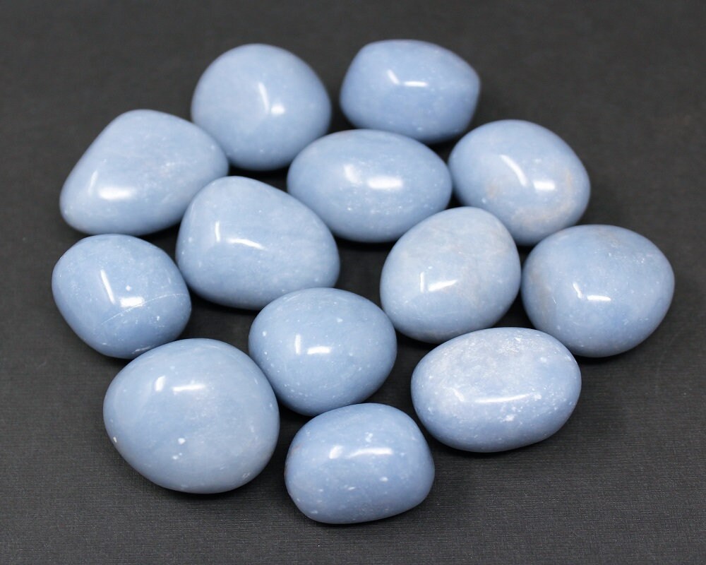 Blue Angelite Tumbled Stones: Choose 2 oz, 4 oz, 8 oz or 1 lb Bulk Lots ...