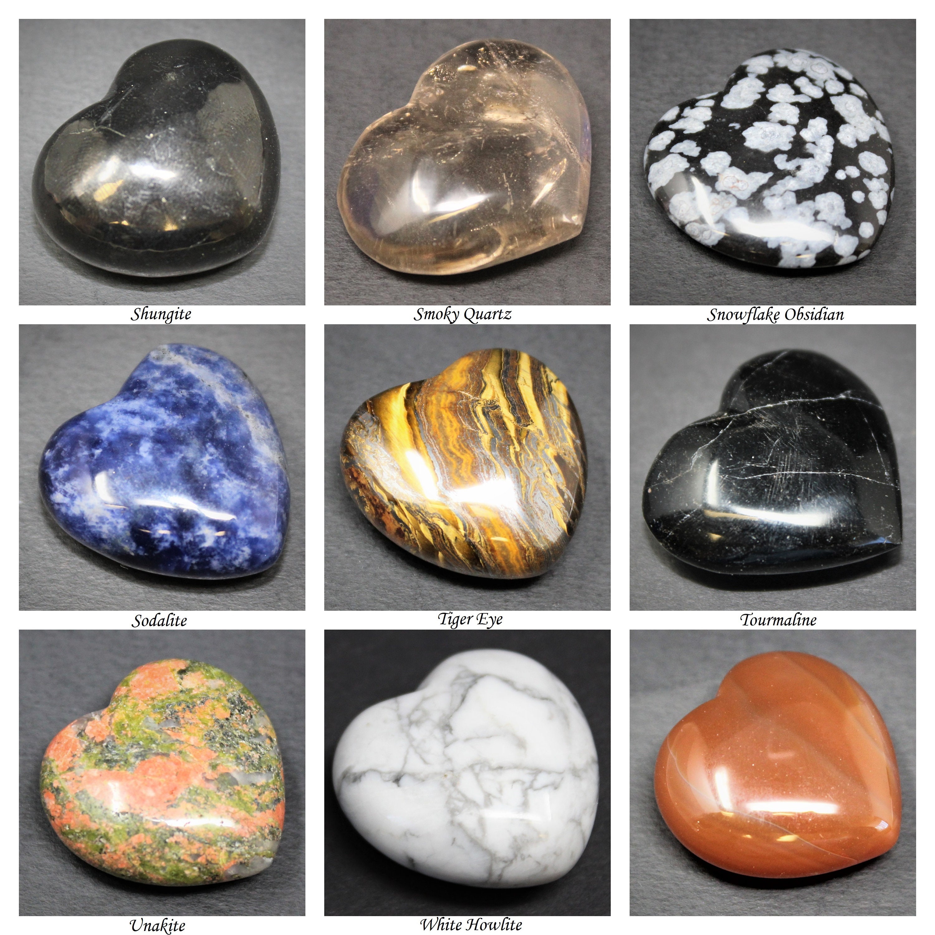 Crystal Gemstone Hearts: HUGE Variety Choose Size and Stone (Carved ...