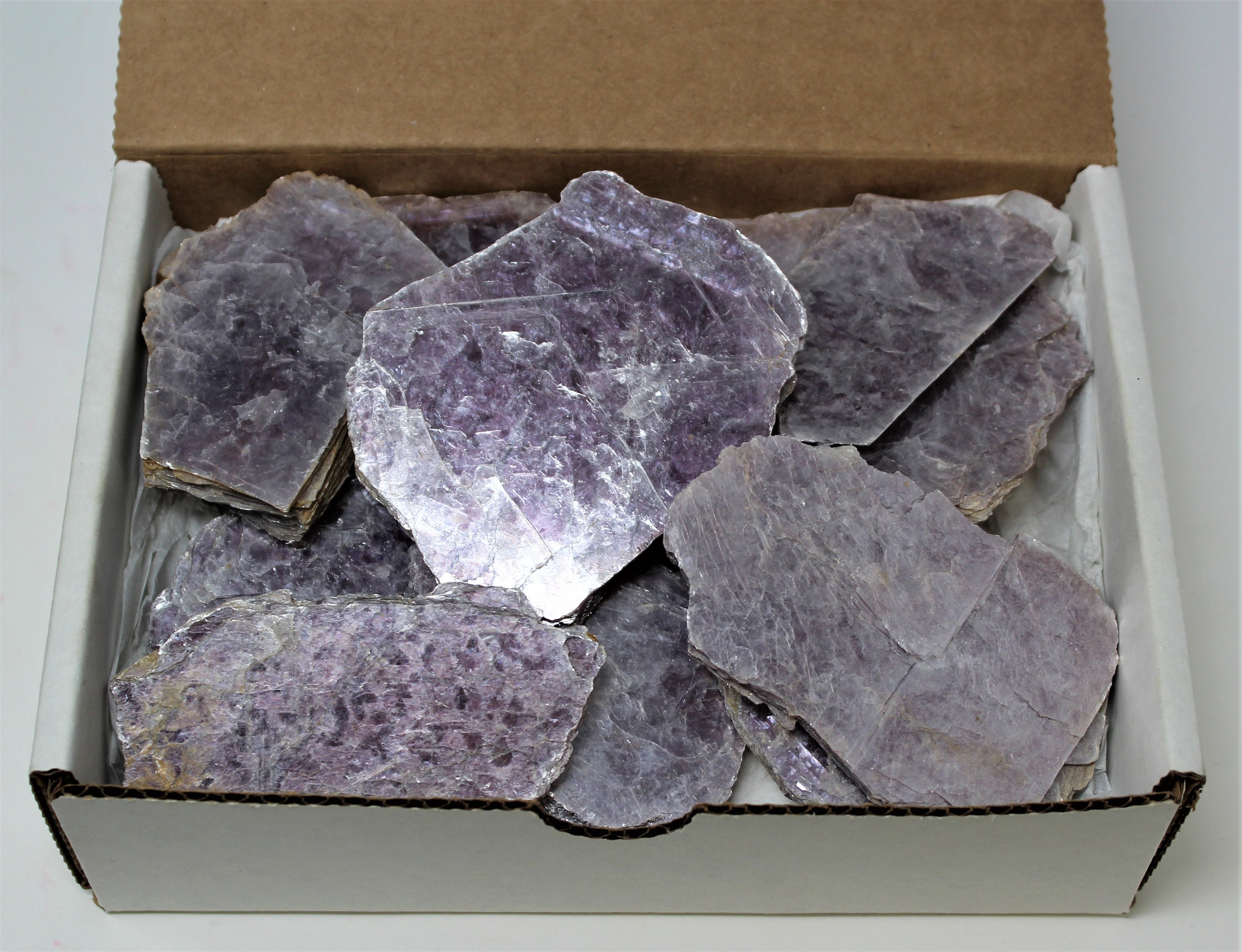 Lepidolite Slabs: Bulk 1 lb Box Lot (Lepidolite Flat Books, Lepidolite ...