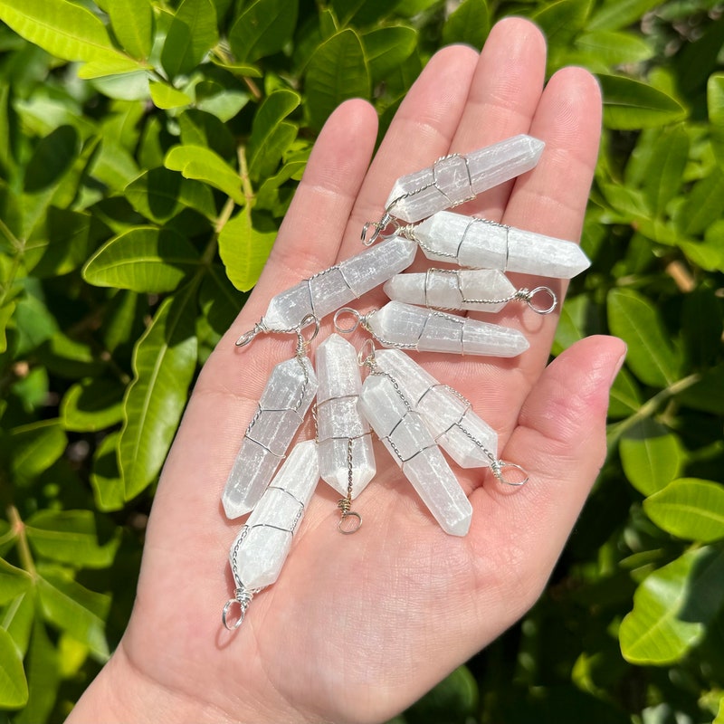 Wrapped Pendant Selenite - Etsy