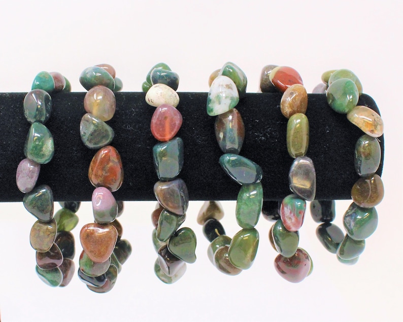 Fancy Jasper Tumbled Stone Crystal Bracelet 6-8mm | Genuine Jasper ...