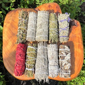 ULTIMATE Smudge Kit 10 Stick Sampler - White Sage, Black Sage, Blue Sage, Cedar, Copal, Desert ...