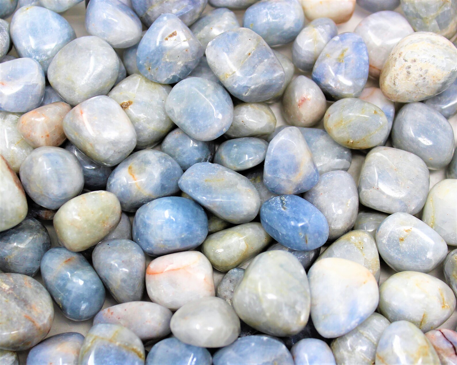 Blue Calcite Tumbled Stones: Choose How Many Pieces premium - Etsy