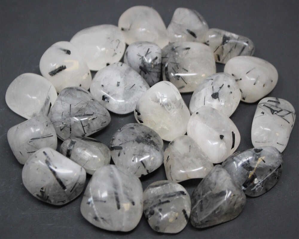 Tourmalinated Quartz Tumbled Stones: Choose How Many Pieces ('A' Grade ...