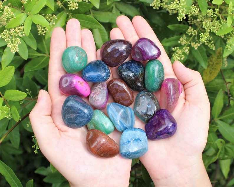 Assorted Agate Tumbled Stones, Colorful Dyed: Choose Ounces or Lb ...