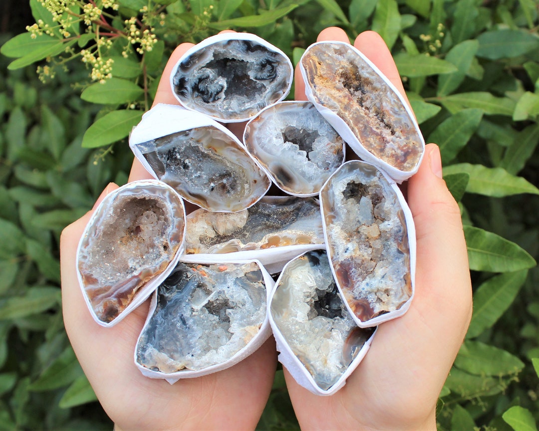 Large Natural Oco Agate Geodes, 1.5" - 3" Agate Crystal Druze Halves ...