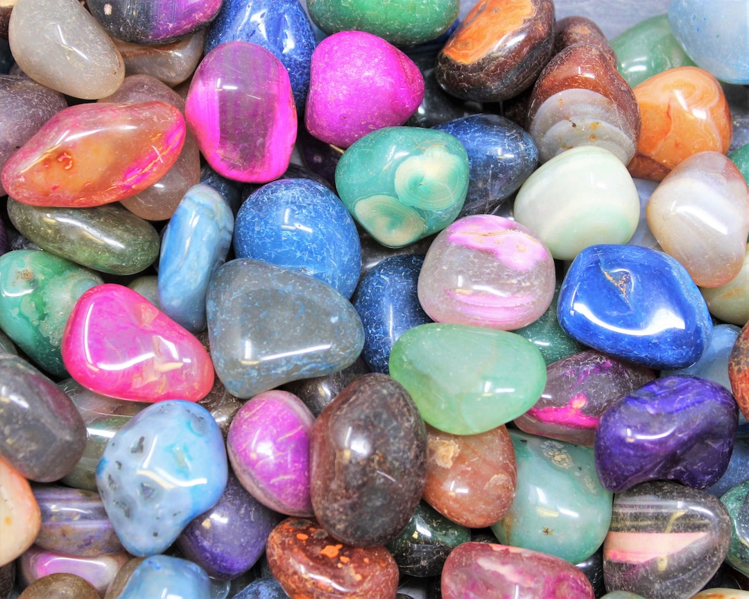 Assorted Agate Tumbled Stones, Colorful Dyed: Choose Ounces or Lb ...