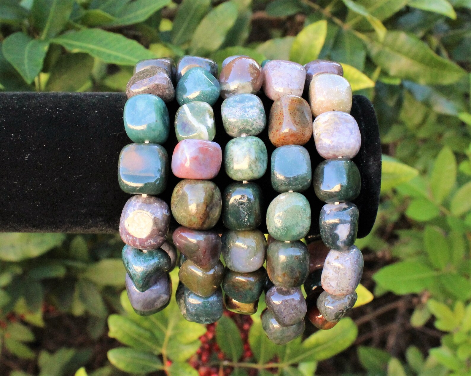 Fancy Jasper Tumbled Stone Crystal Bracelet 6-8mm | Genuine Jasper ...