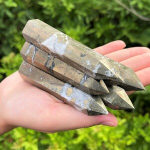 Large Pyrite Obelisk, 3.5 - 4.5" (6-sided Pyrite Tower, 'A' Grade ...