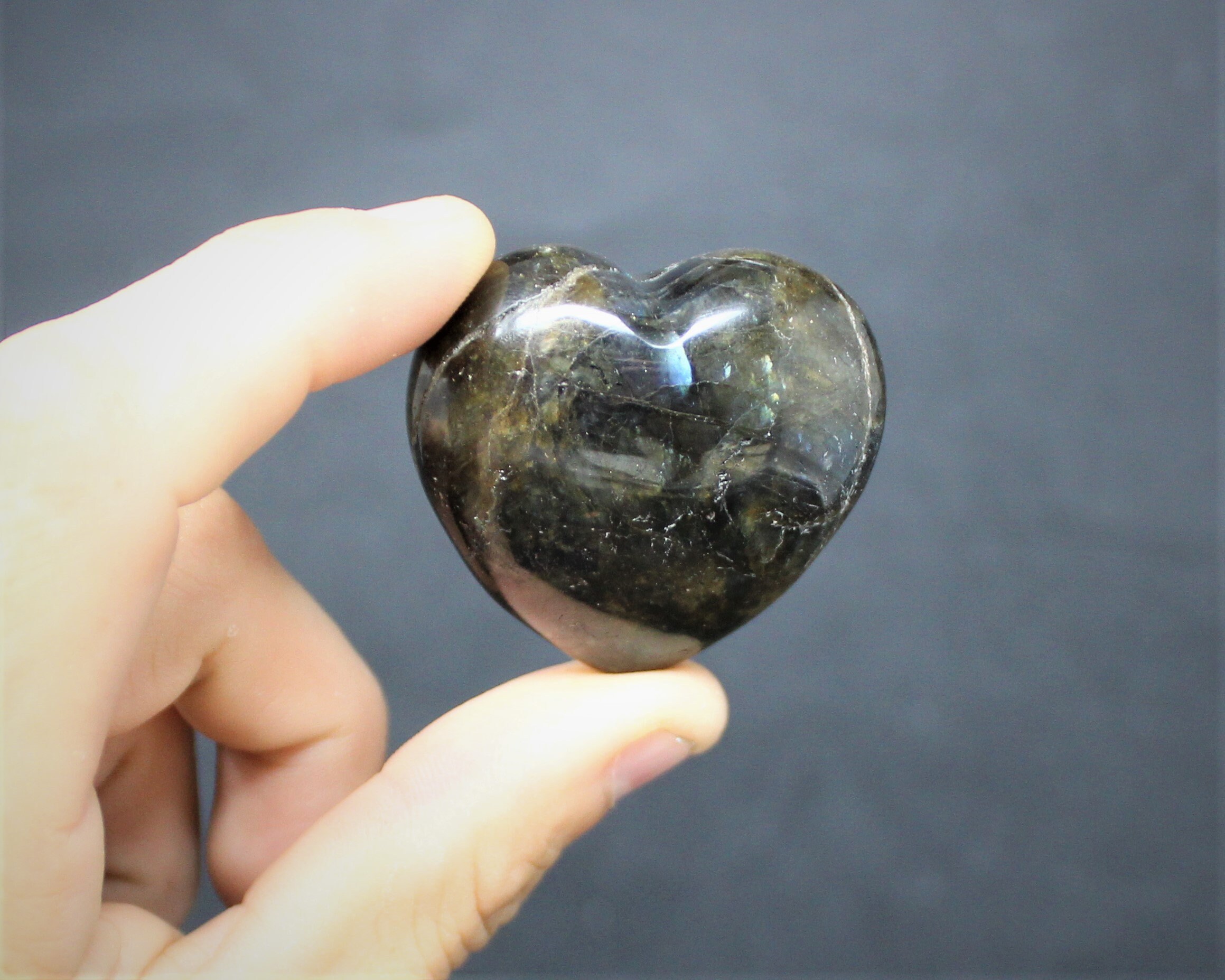 Labradorite Heart Stone: LARGE 1.5 - 1.75 (Crystal Heart, Gemstone ...