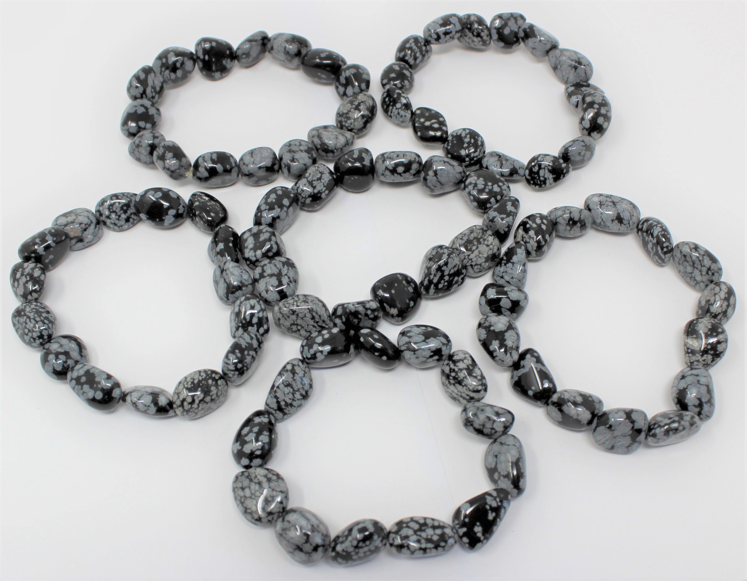 Snowflake Obsidian Tumbled Gemstone Bracelet: 6-8 mm Stones (Snowflake ...