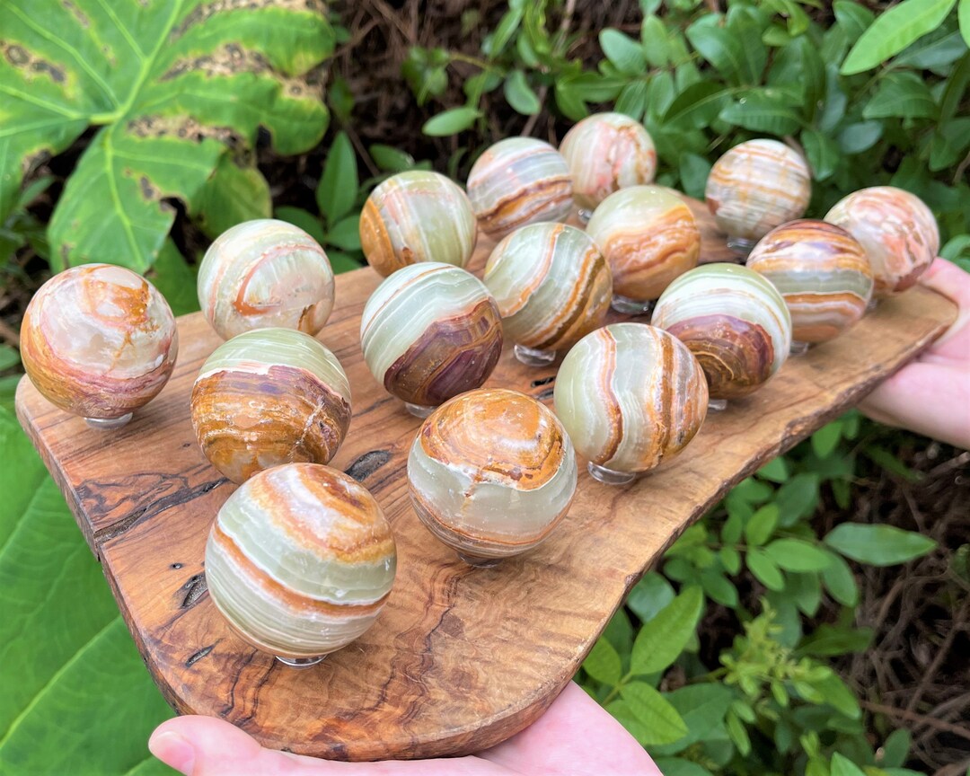 Green Onyx Crystal Sphere With Stand, Medium 2" Crystal Sphere ('A ...