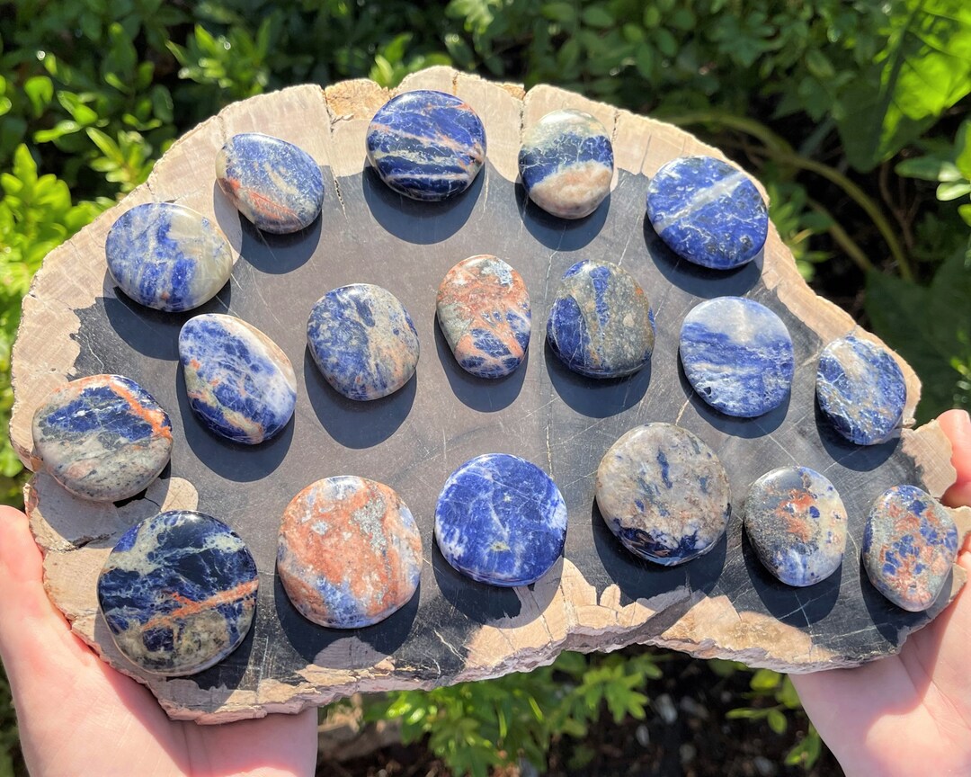 Sodalite Palm Stone: Medium Size, Stone Shape Oval (sodalite Pocket ...