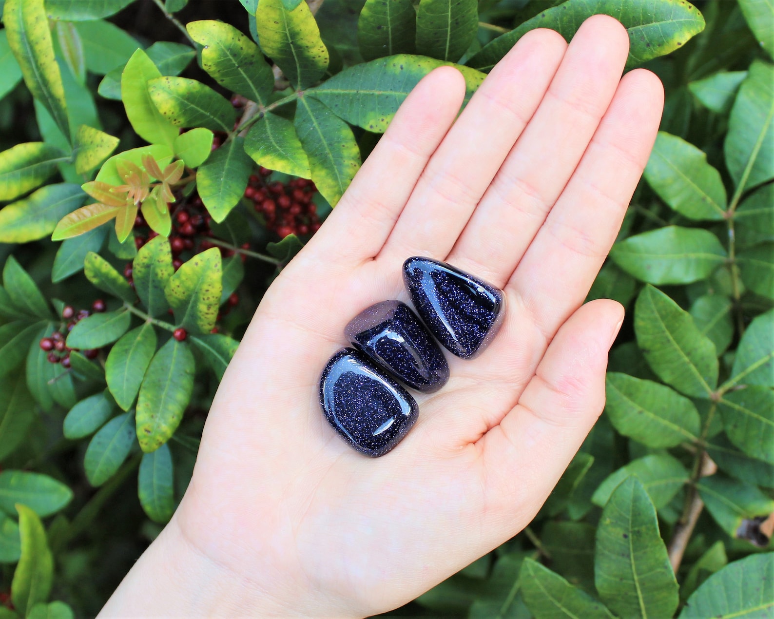 Blue Goldstone Tumbled Stones: Choose How Many Pieces premium - Etsy