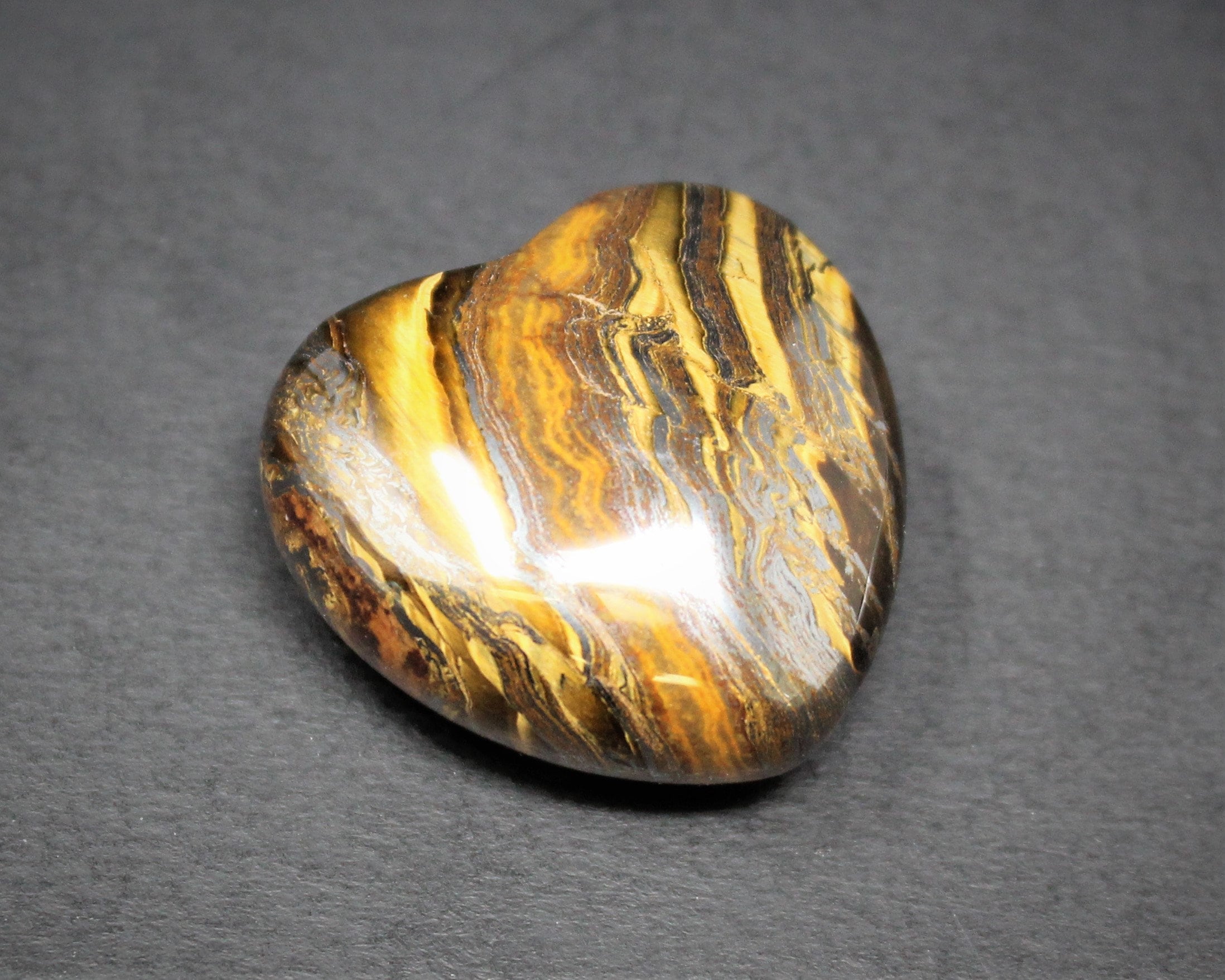 Gold Tiger Eye Heart Stone: 1 (Crystal Heart, Carved Gemstone Heart ...