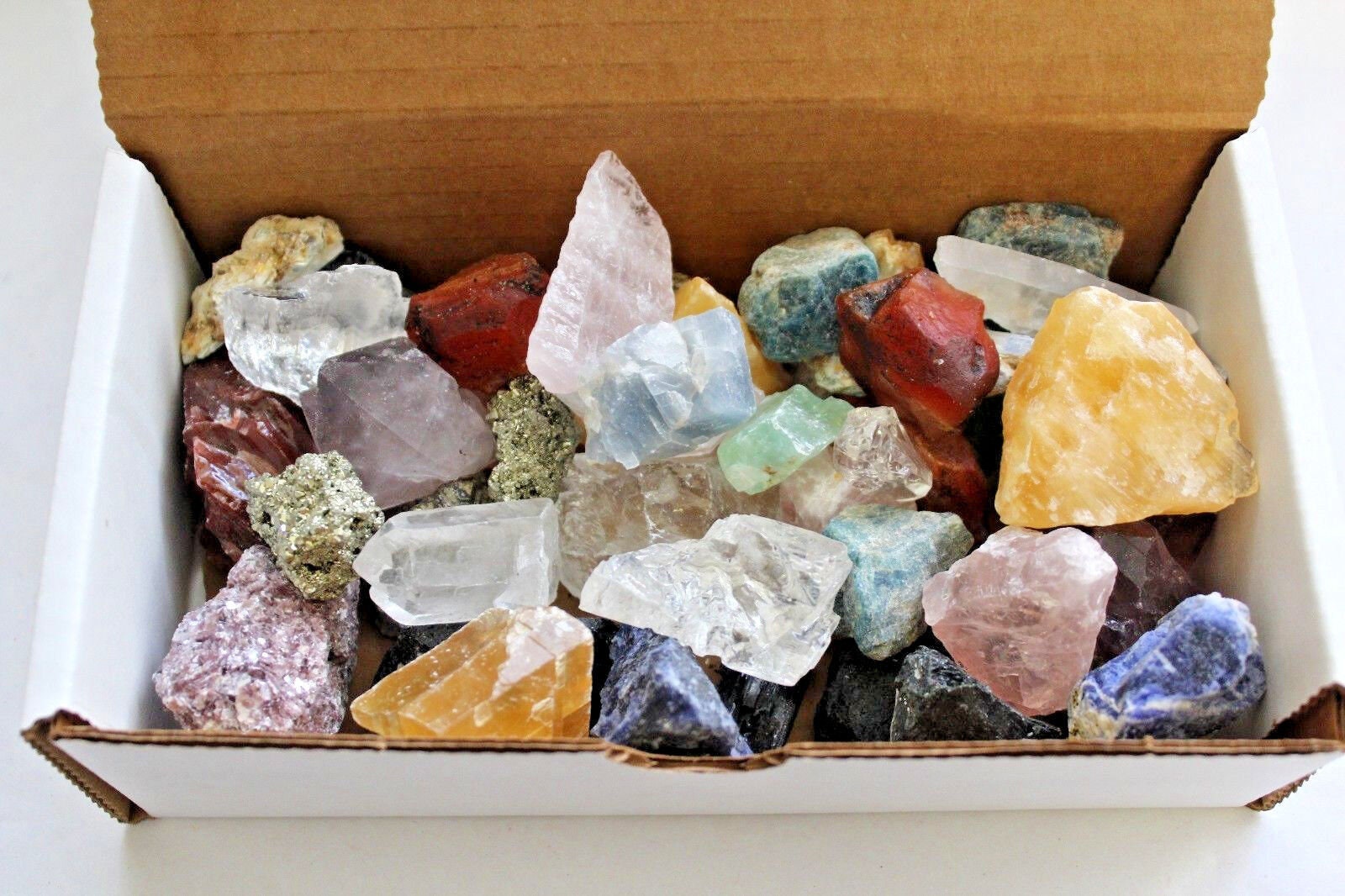 Crafters Collection Box: Gems Crystals Natural Raw Minerals - 1/2 lb (8 ...