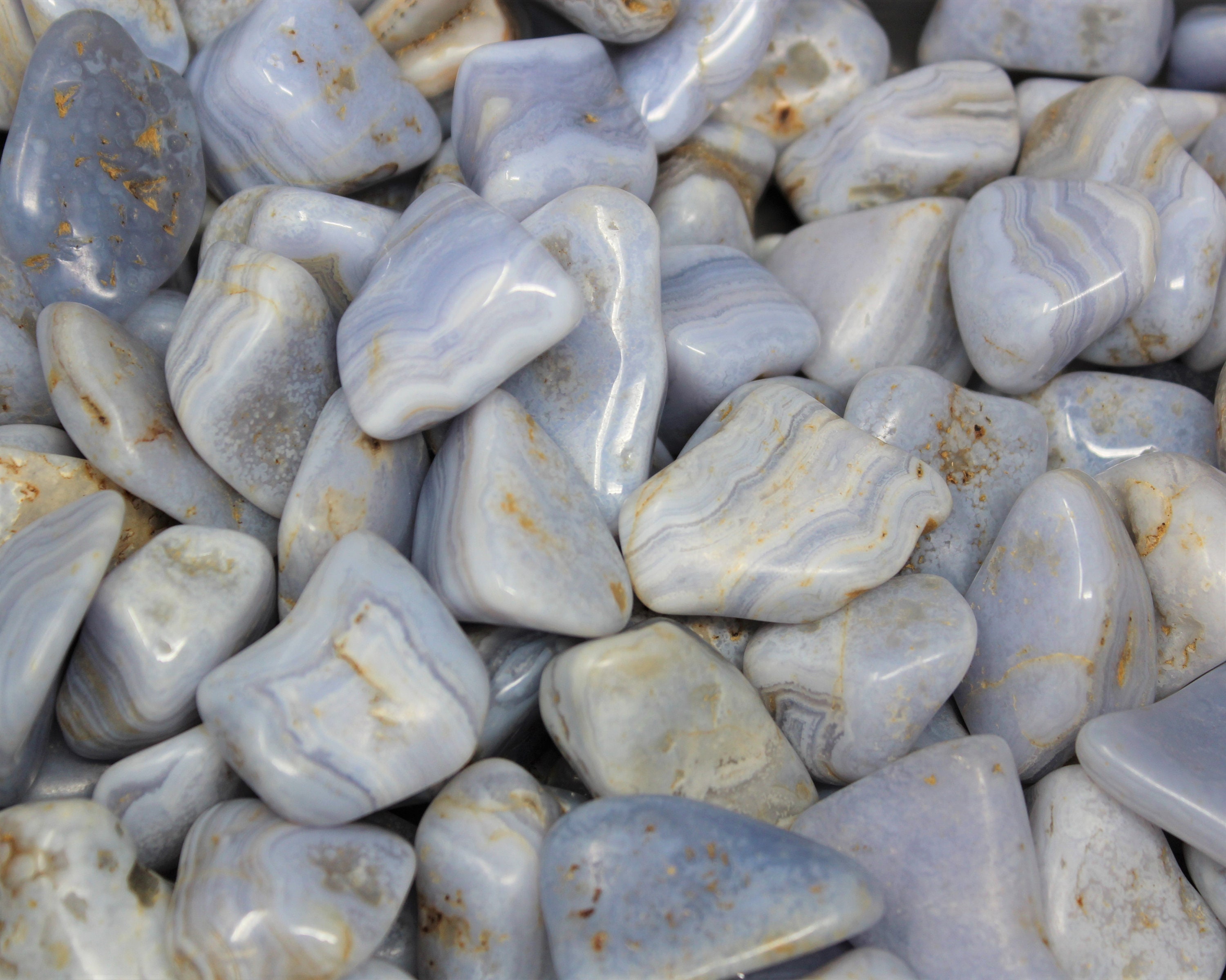 LARGE Blue Lace Agate Tumbled Stones: Choose 4 oz 8 oz or 1 | Etsy
