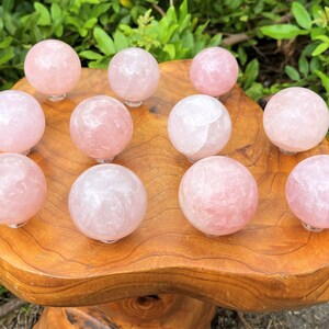 Rose Quartz Crystal Sphere With Stand, Large 1.5 - 2" Spheres ('AAA ...